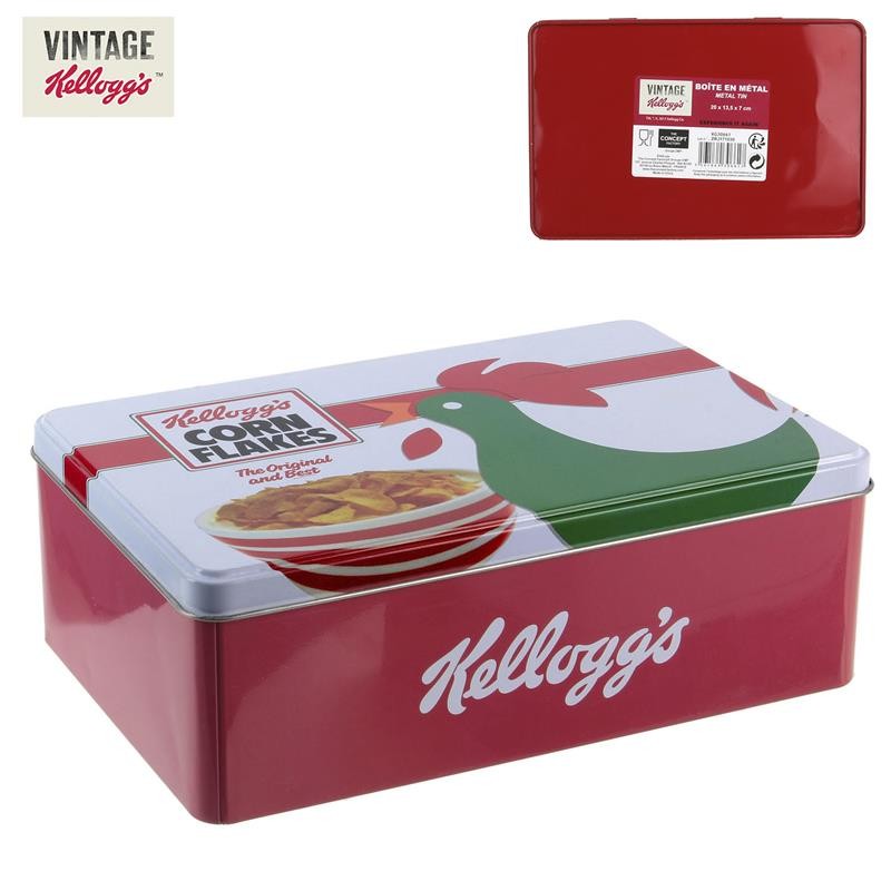 Red and white "Corn Flakes" sugar storage container